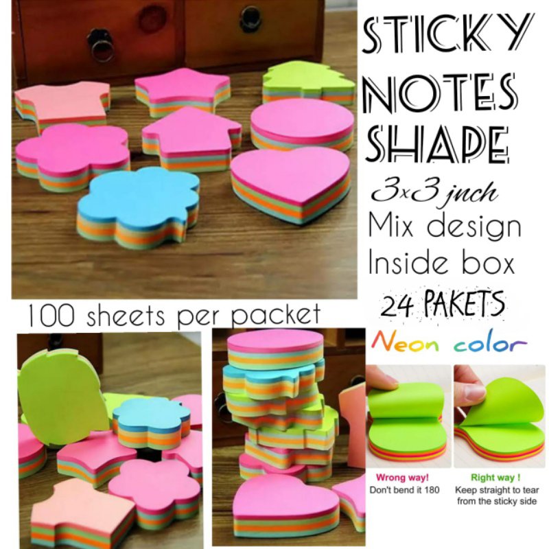 STICKY NOTE SHAPES (100 SHEET) - Ahuja Pen Mart